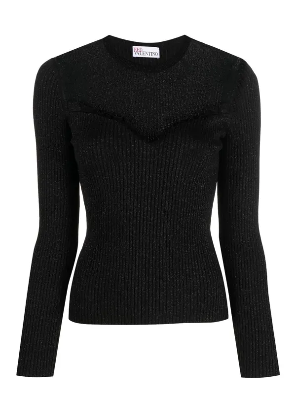 Red Valentino Point D'esprit Tulle Knitted Top - Black