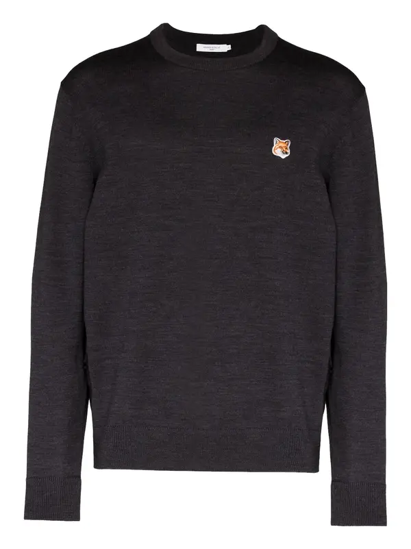 Maison Kitsuné Fox Head Wool Jumper - Grey