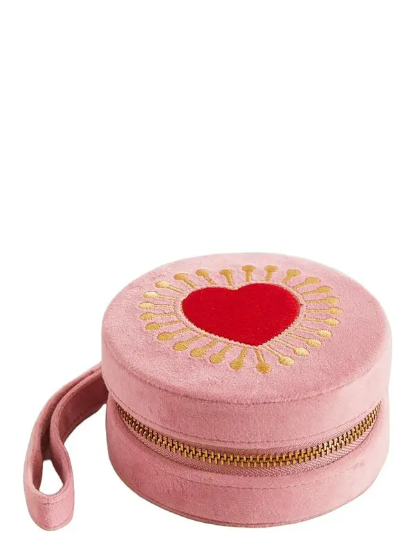 L’ATELIER NAWBAR Sacred Heart Embroidered Velvet Jewelry Box - Pink