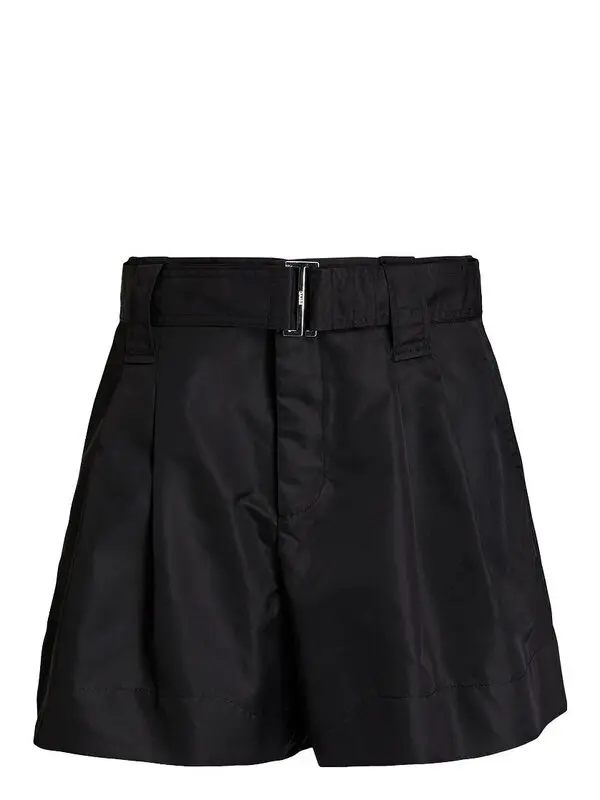 GANNI Pleated Taffeta High-rise Shorts - Black