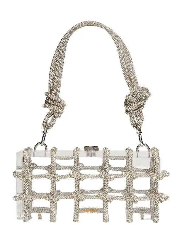 Cult Gaia Bess Caged Embellished Box Shoulder Bag - Clear