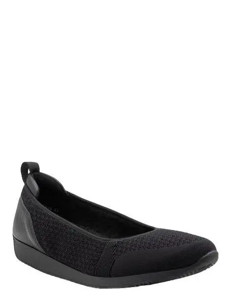 ARA Perth Sport Ballet Flat - Black Woven Stretch