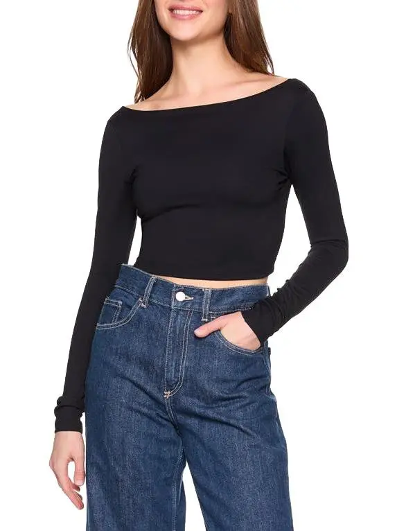 Susana Monaco Scoop Back Crop Top - Black