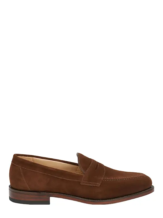 LOAKE Imperial Strap Suede-textured Leather Loafers - Brown