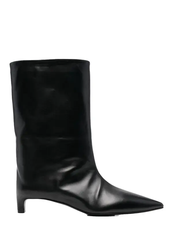 JIL SANDER Pointed-toe Leather Boots - Black