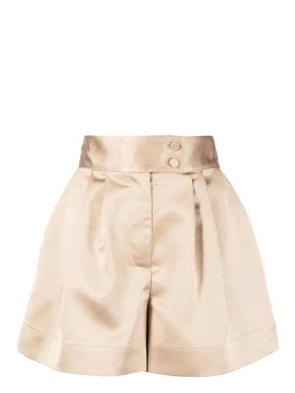 STYLAND High-waisted Satin-finish Shorts - Gold