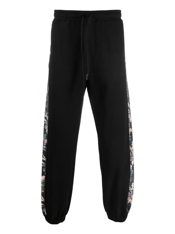 Versace Floral-stripe Track Pants - Black