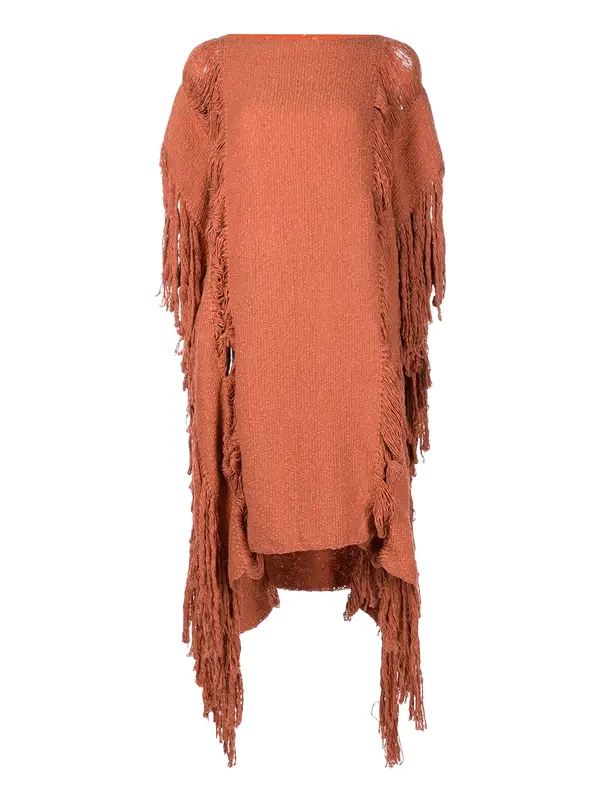 Voz Fringe-detail Long Top - Orange