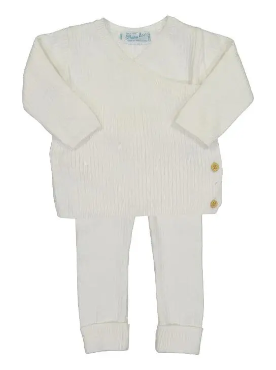 FELTMAN BROTHERS Rib Knit Cotton Sweater & Pants Set - Ivory