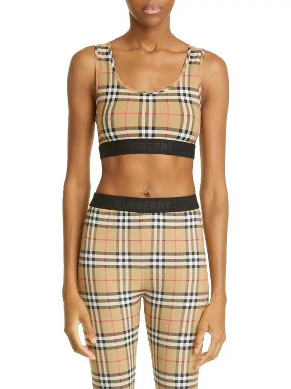 Burberry Dalby Check Sports Bra - Archive Beige Ip Chk