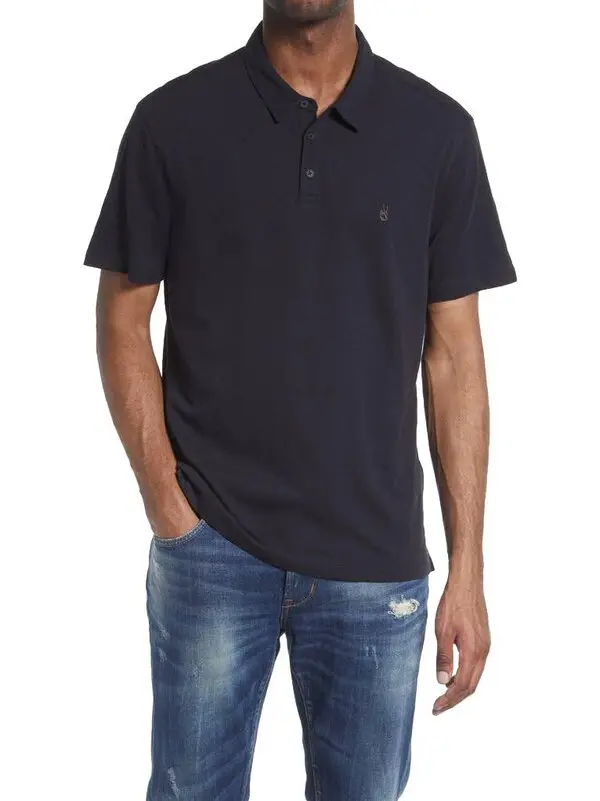 John Varvatos Victor Solid Slub Cotton Polo - Black