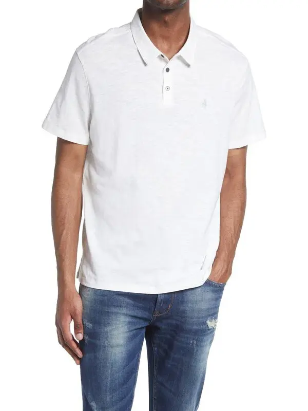 John Varvatos Victor Solid Slub Cotton Polo - Salt