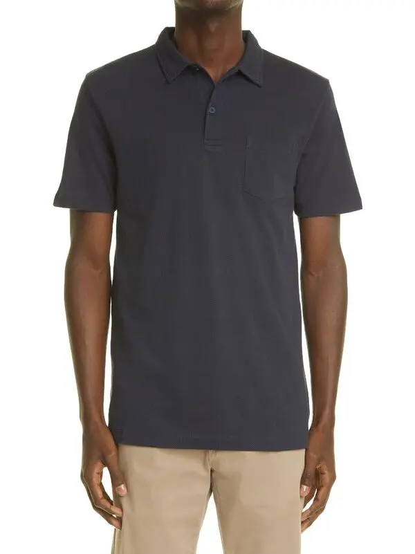 Sunspel Riviera Cotton Polo - Navy
