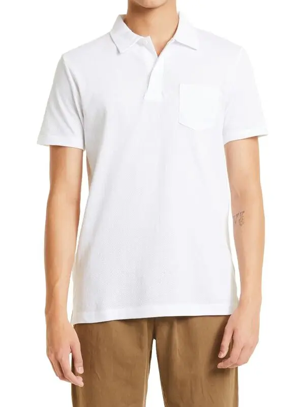 Sunspel Riviera Cotton Polo - White