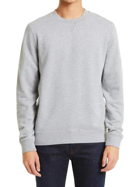 Sunspel Cotton French Terry Sweatshirt - Grey Melange