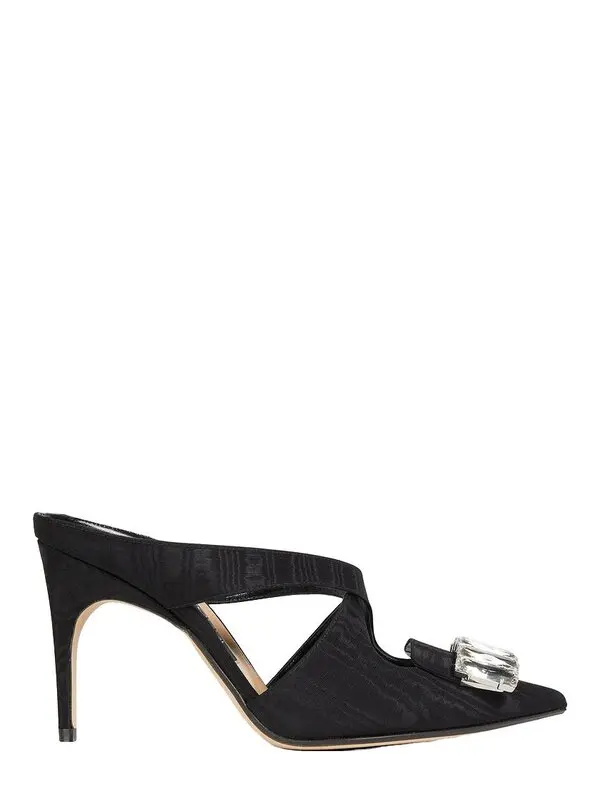SERGIO ROSSI Crystal-embellished Moire Mules - Black