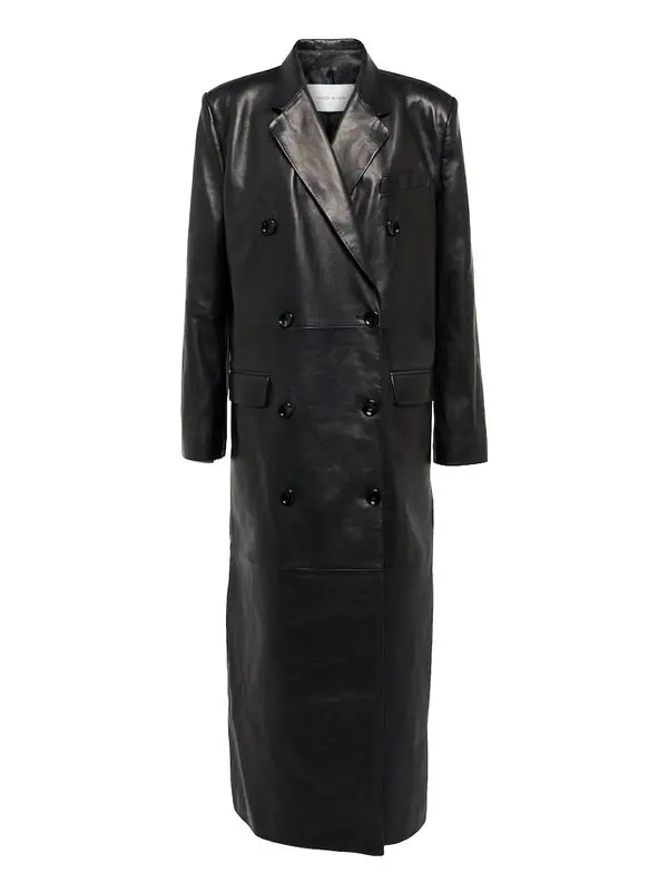 Magda Butrym Double-breasted Leather Coat - Black