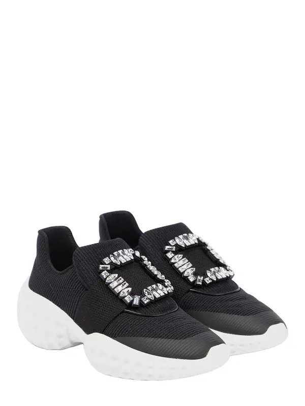 ROGER VIVIER Viv' Run Embellished Sneakers - Black