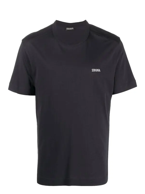 Zegna Embroidered-logo Cotton T-shirt - Black