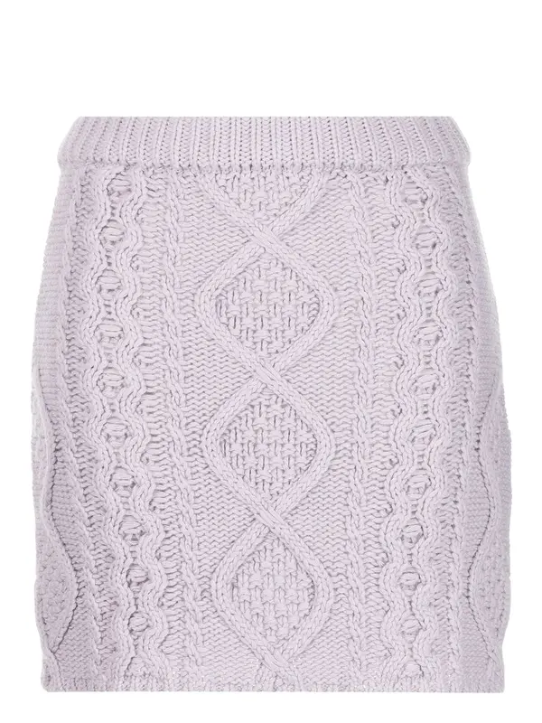 Rokh Cable-knit Mid-rise Skirt - Purple