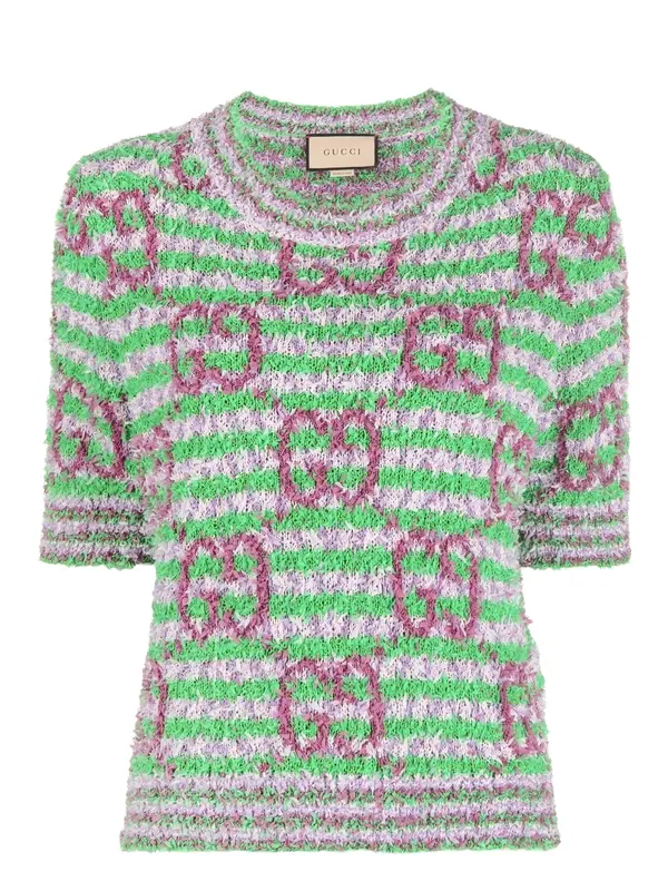 Gucci Gg Striped-knit Top - Green