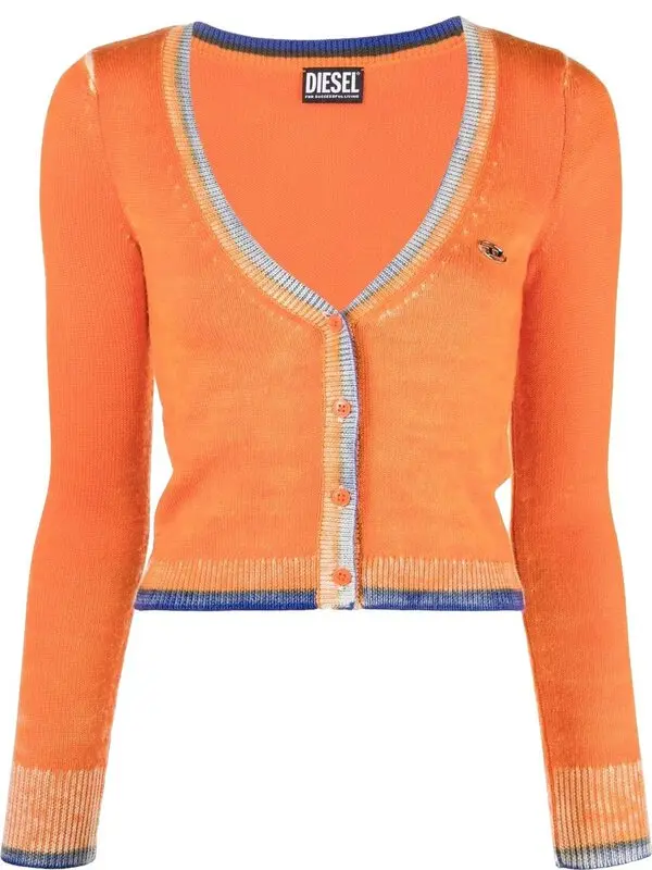 DIESEL® Wool Fine Knit V-neck Cardigan - Orange