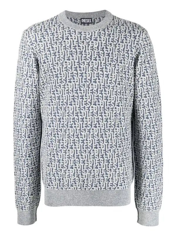 Diesel Logo Jacquard Long-sleeved Jumper - Blue
