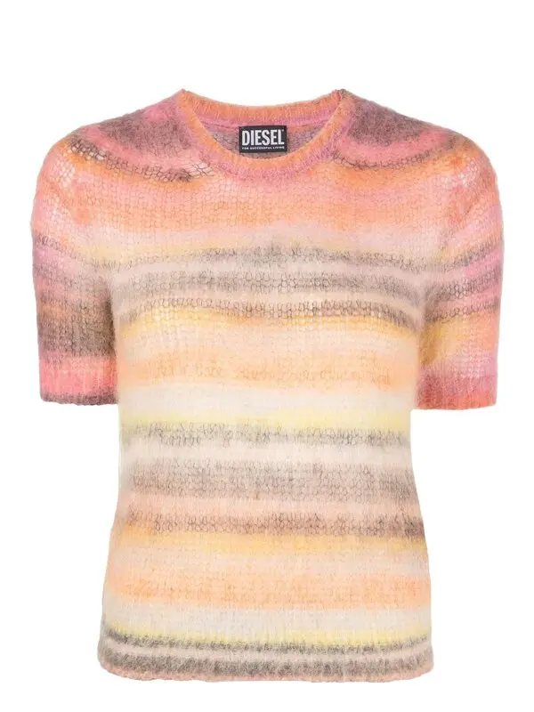 DIESEL® Mohair-alpaca Wool Blend Striped Jumper - Yellow