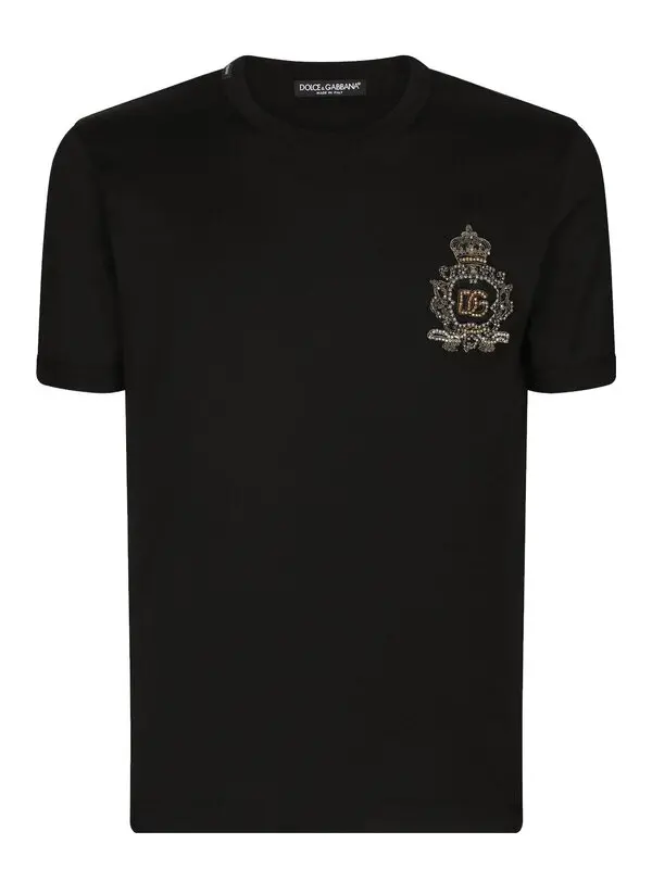 Dolce & Gabbana Heraldic-patch Cotton T-shirt - Black