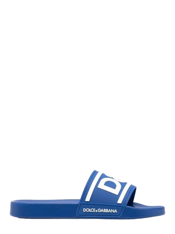 Dolce & Gabbana Logo Pool Slides - Blue