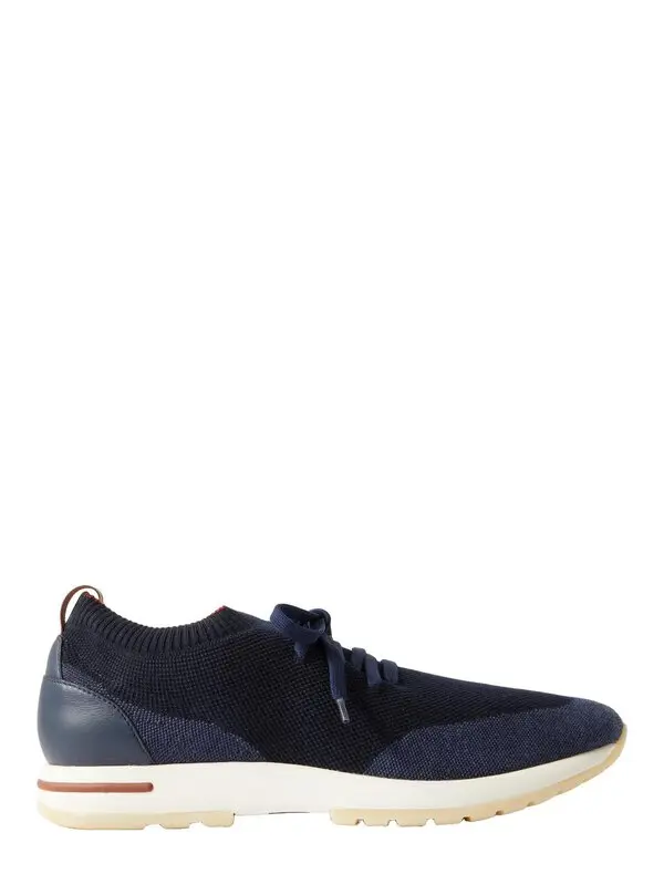 Loro Piana 360 Flexy Walk Leather-trimmed Wool Sneakers - Blue