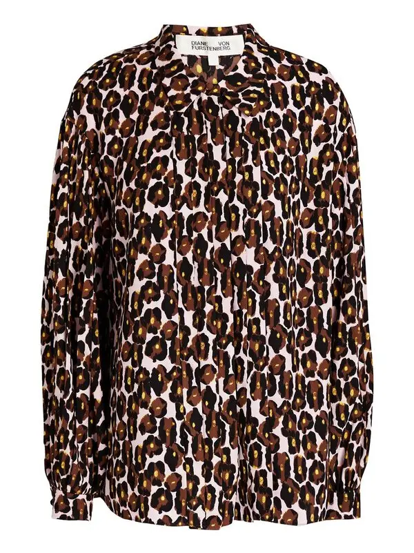 Diane Von Furstenberg Keeva Pleated Leopard-print Shirt - Animal Print