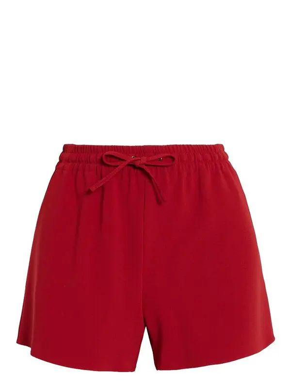 Theory Crepe High-rise Shorts - Crimson