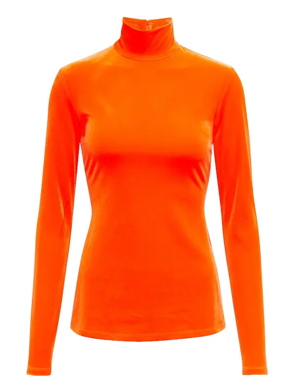 Victoria Beckham Velvet Turtleneck Top - Orange