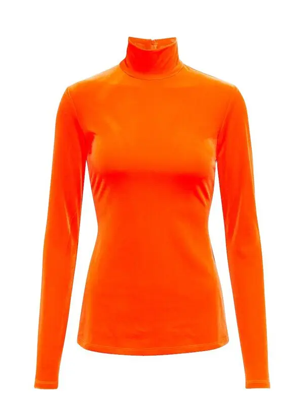 Victoria Beckham Velvet Turtleneck Top - Orange