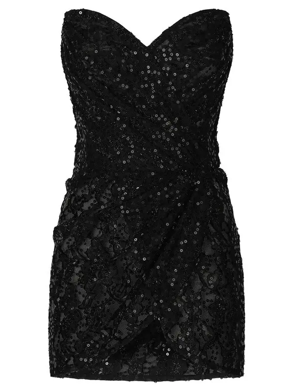 Dolce & Gabbana Mini Dress With Sequin Embellishment - Black