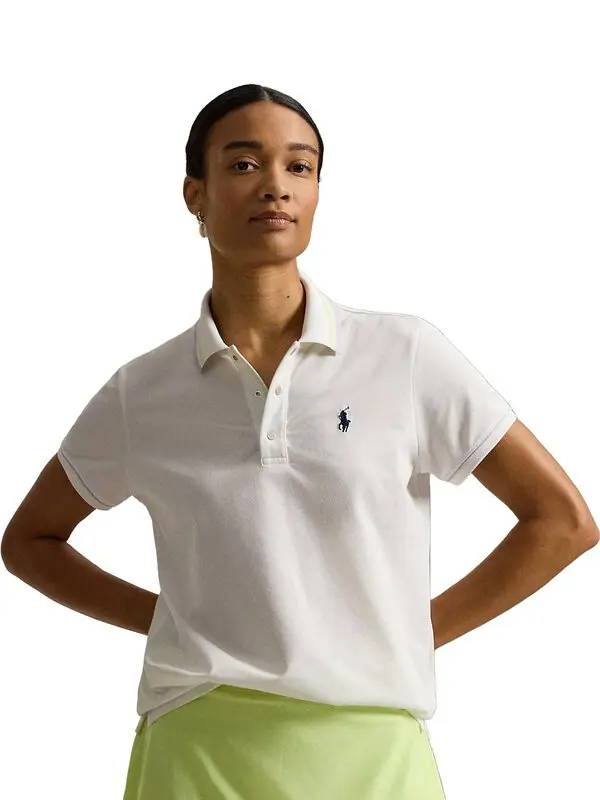 Ralph Lauren Tailored Fit Jersey Polo Shirt - Crm Wh/lt Lime/lvly Lilac