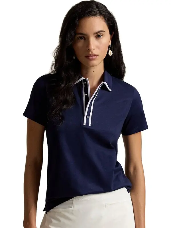 Ralph Lauren Tailored Fit Jersey Polo Shirt - Rfd Nv/lvly Lilac/crm Wh