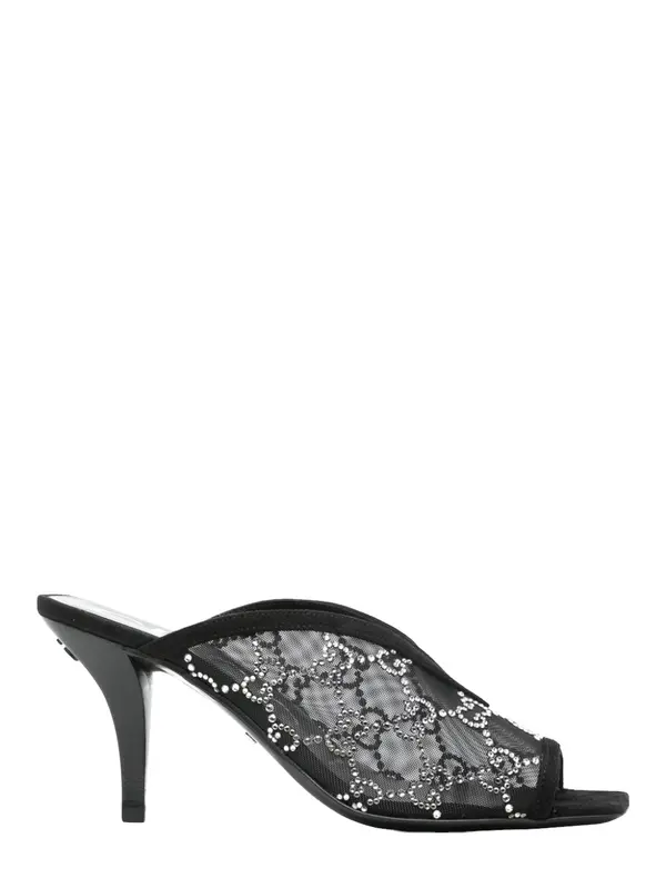 Gucci 90mm Gg Crystal Sandals - Black