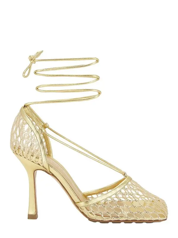 Bottega Veneta Stretch Lace-up Sandals - Gold