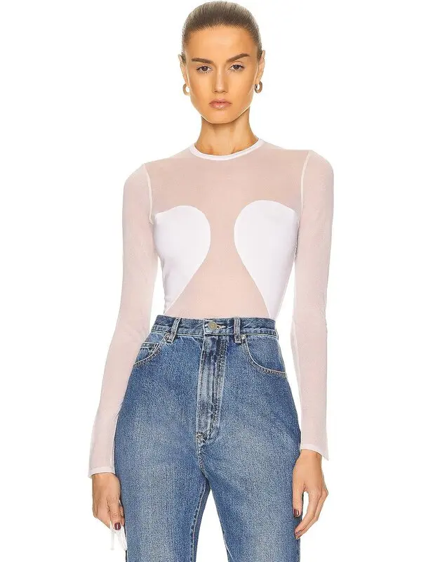 Alaïa Sheer Bodysuit - Blanc