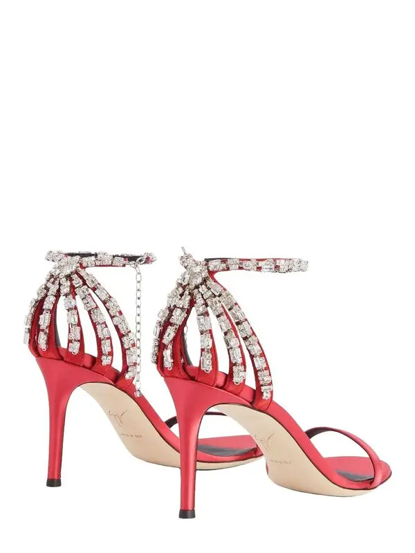 GIUSEPPE ZANOTTI 85mm Adele Crystal Sandals - Red