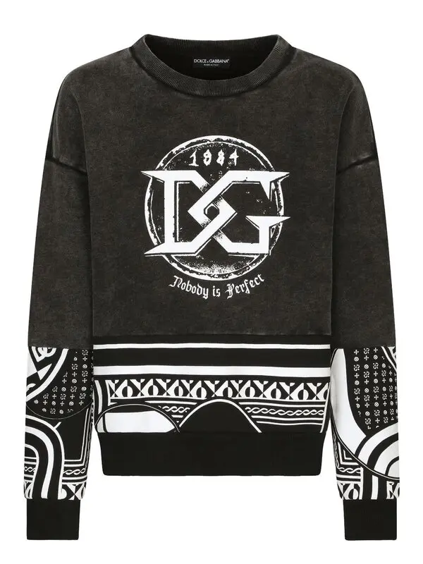 Dolce & Gabbana Graphic-print With Logo Sweatshirt - Black