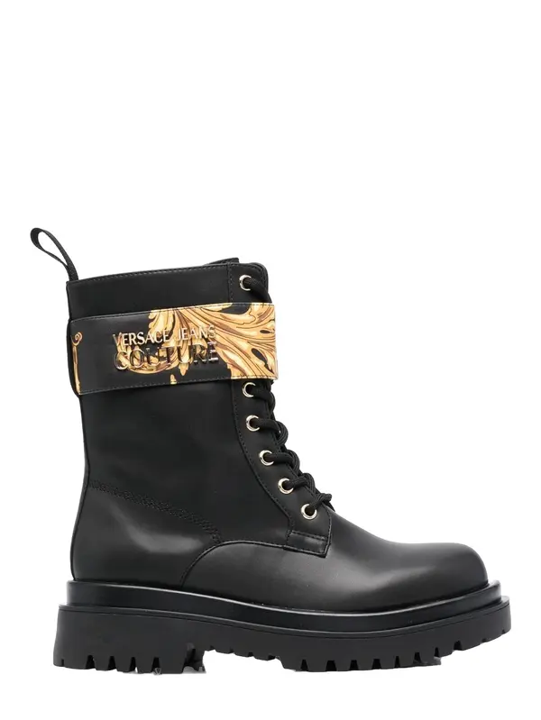 Versace Baroque-print Ankle Boots - Black