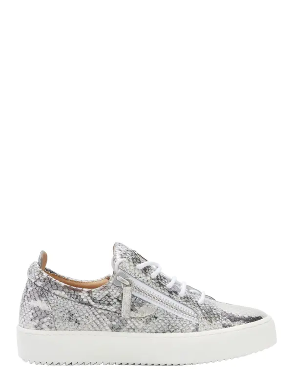 GIUSEPPE ZANOTTI Gail Snakeskin-effect Low-top Sneakers - Grey