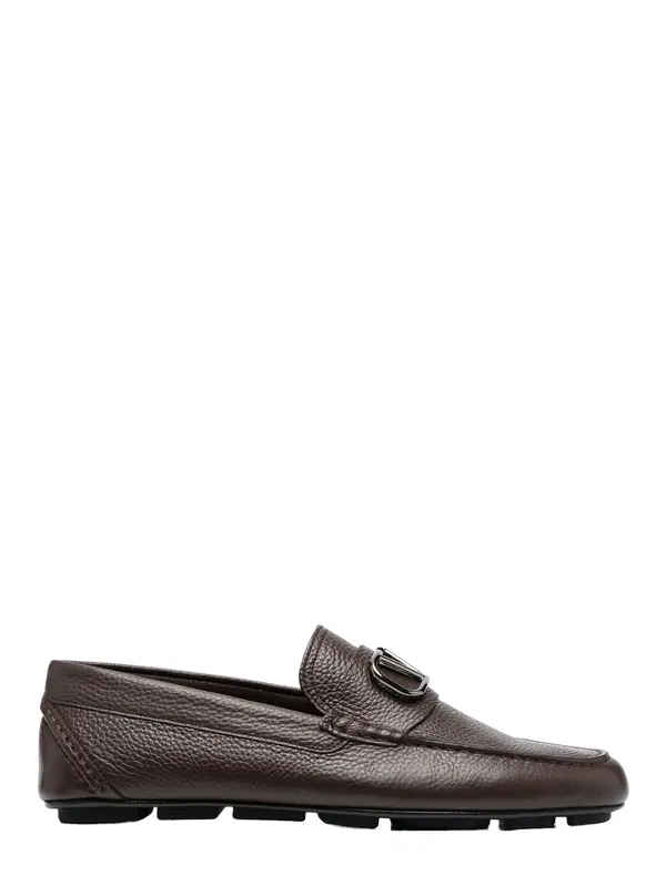 Valentino Garavani Vlogo Signature Leather Driving Loafers - Brown