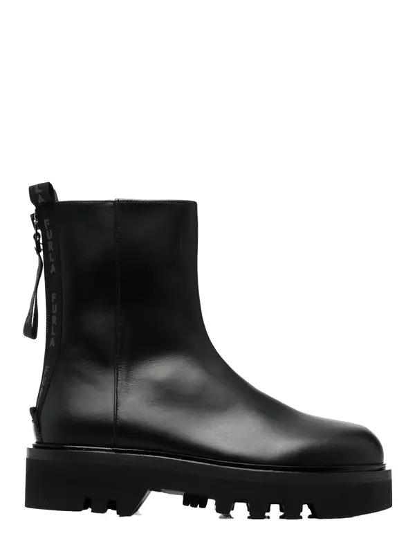 Furla Rita Leather Ankle Boots - Black
