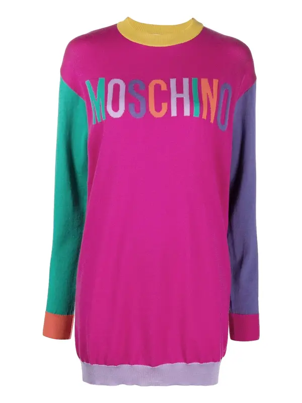 Moschino Logo-intarsia Jumper Dress - Pink