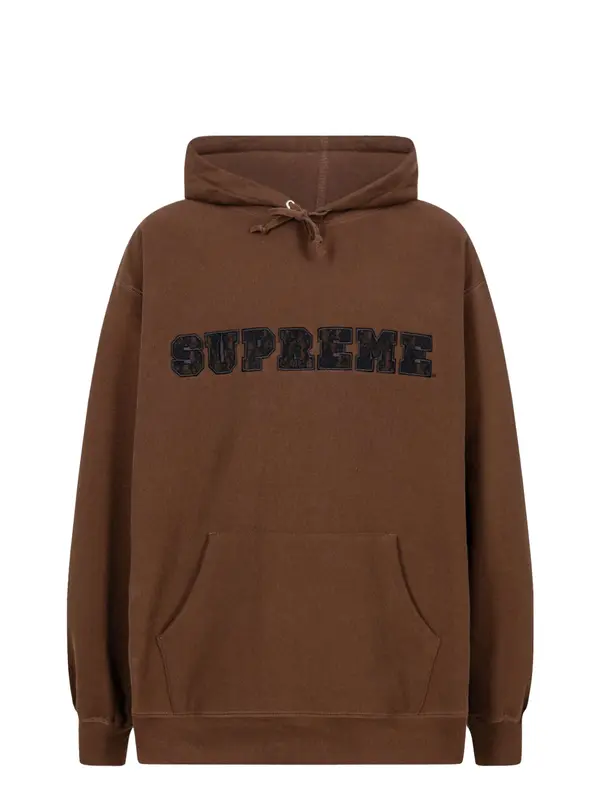Supreme Lace-detail Logo Hoodie - Brown