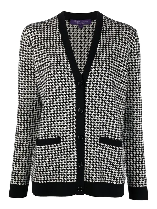 Ralph Lauren Houndstooth Cardigan - White